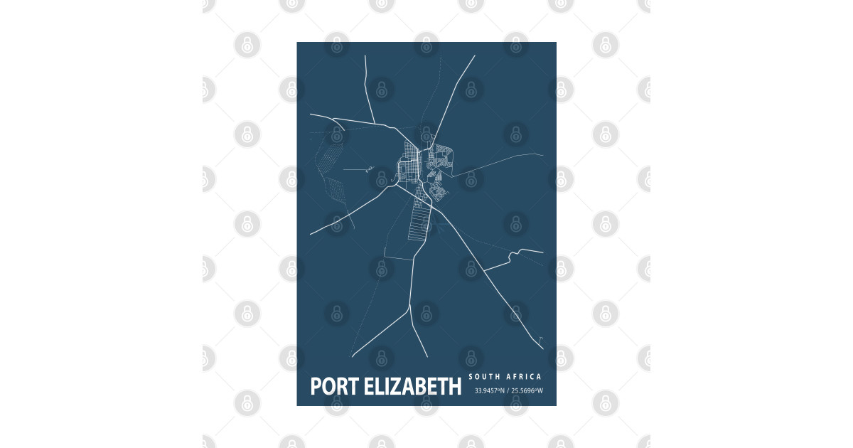 Port Elizabeth Blueprint Street Map, Port Elizabeth Colour Map Prints ...