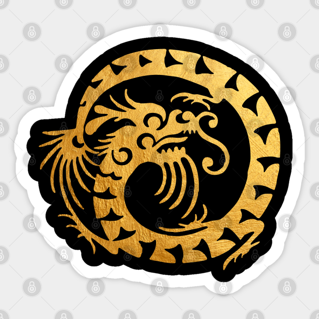 Gold Circular Dragon - Dragon - Sticker | TeePublic