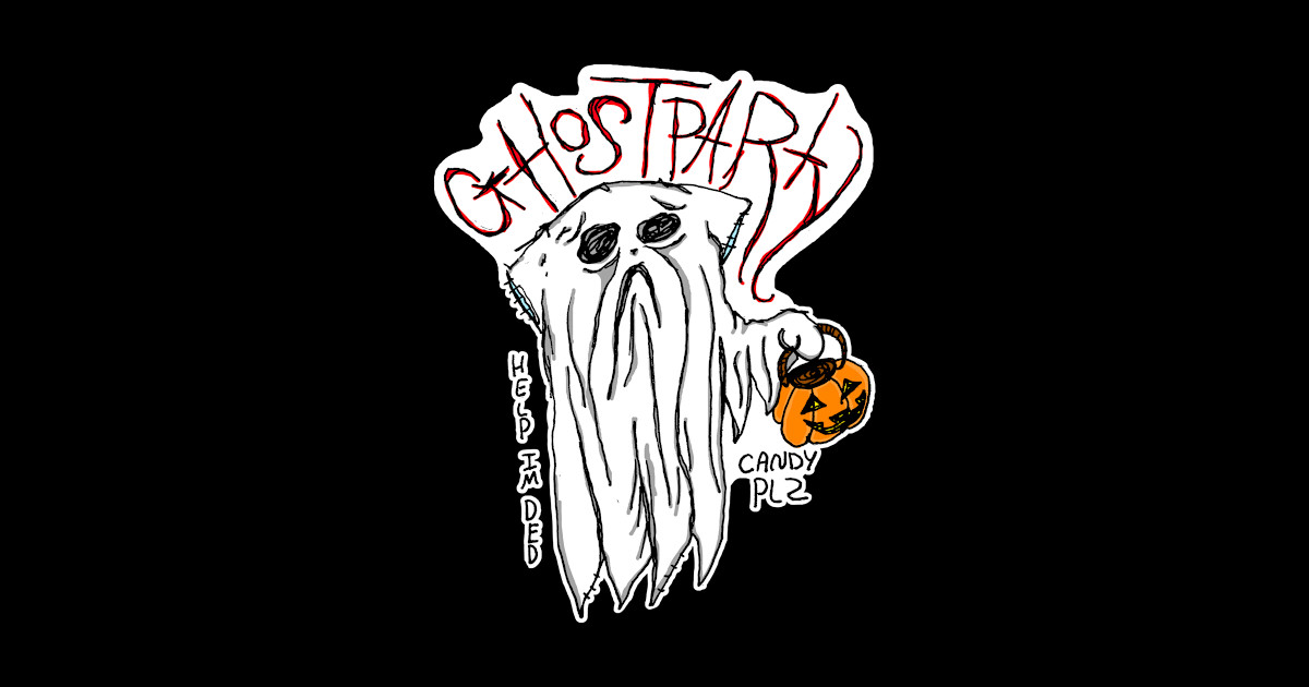 Dark and Gritty Ghost Party with a Pumpkin for Candy - Ghost - Sticker ...