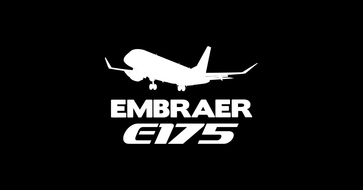 Embraer E175 Silhouette Print (White) - E175 - Sticker | TeePublic