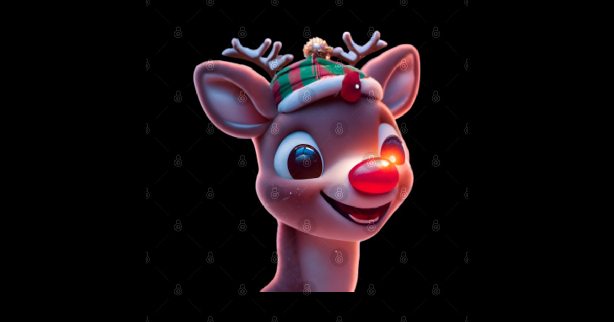 Rudolph the Red-Nosed Reindeer in the style of colorful caricature ...