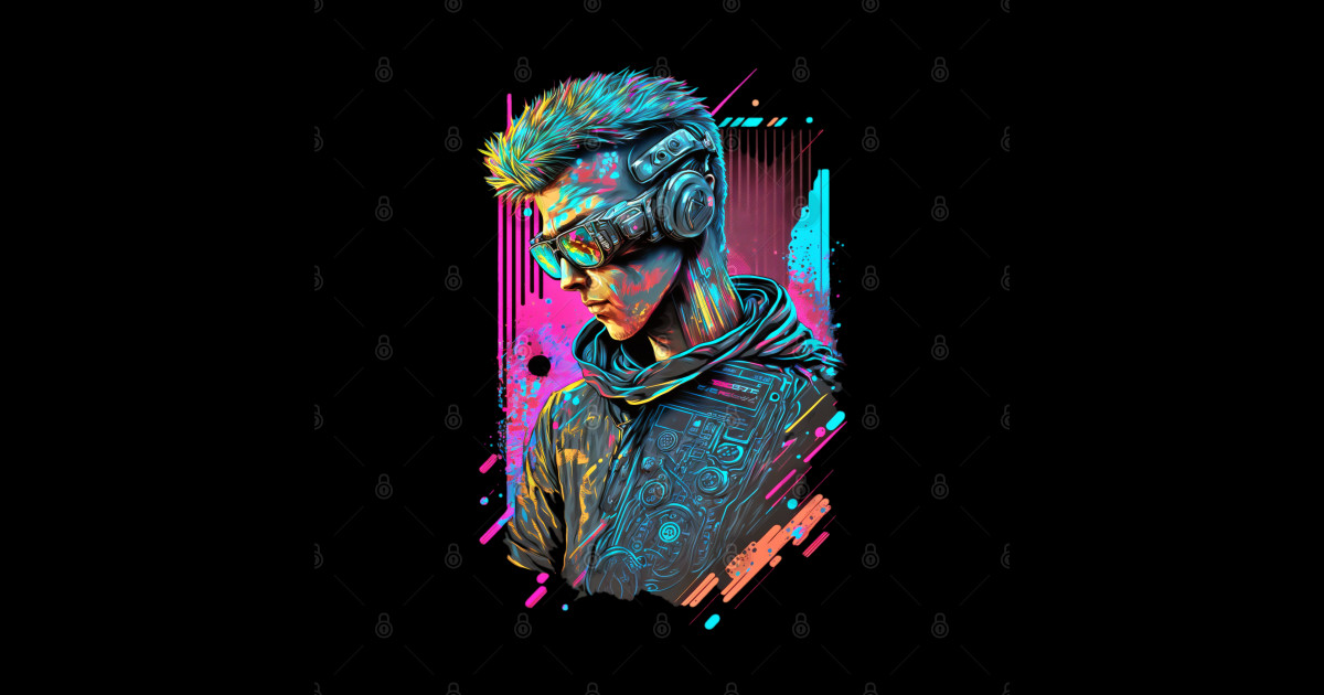 Neon Cyberpunk Hacker - V1.10 - Steampunk - Sticker | TeePublic