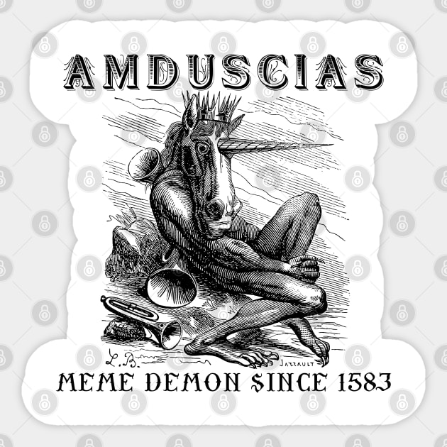 Amduscias in Black - Unicorn - Sticker | TeePublic