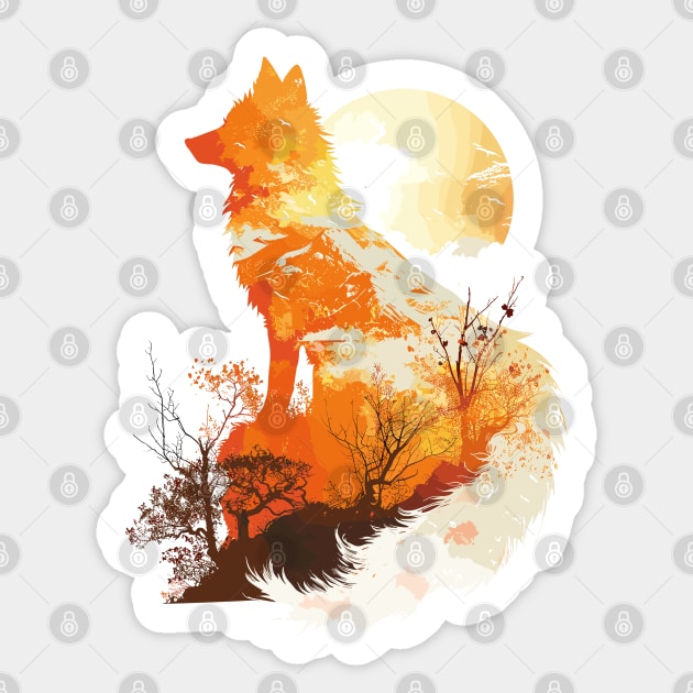Fox deity silhouette - Fox - Sticker | TeePublic