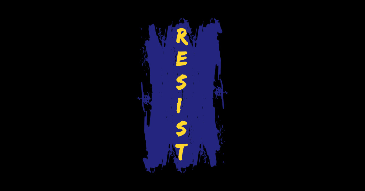 'Resist' label - yellow and blue - Morning Panda - Sticker | TeePublic
