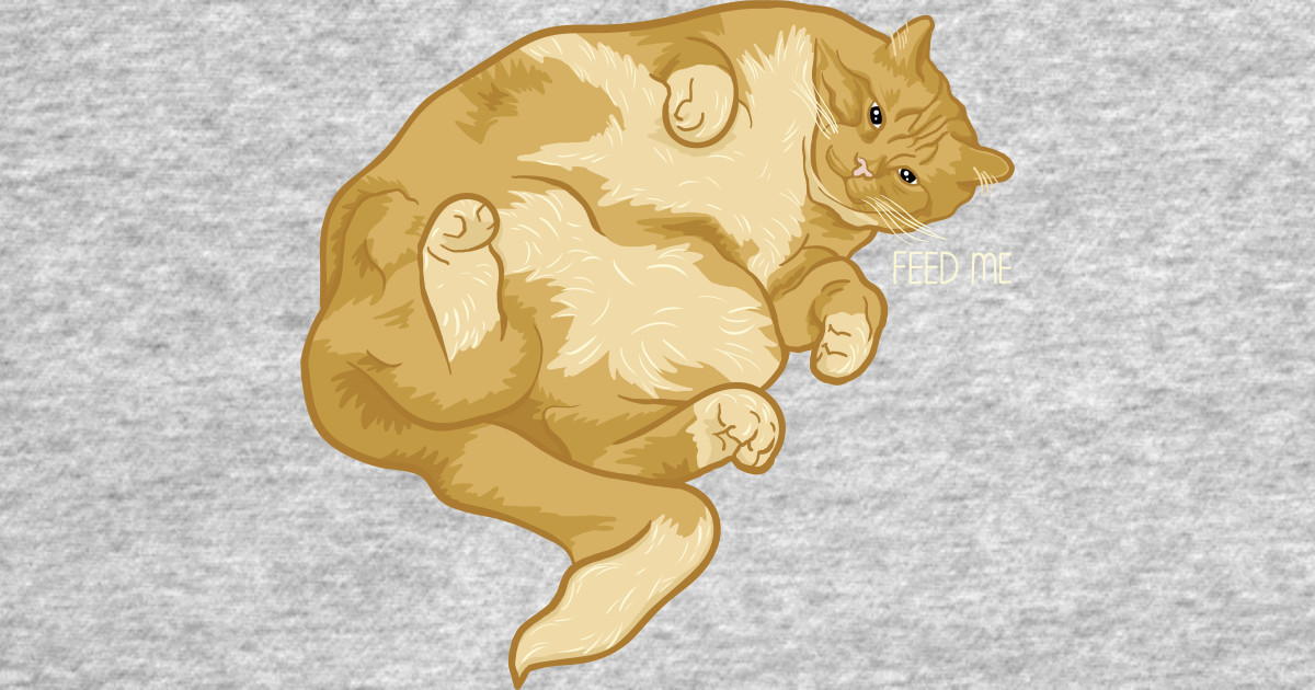 Feed Me, Fat Cat, Funny Cats, Cat Lover, Cute Chubby Cat, Digital ...