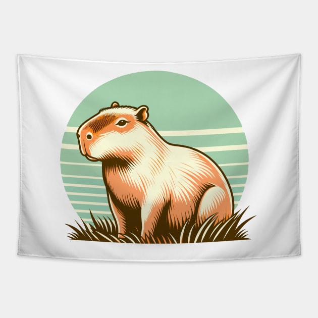 Cute Capybara: Vintage Wildlife Art - Cute Capybara - Tapestry | TeePublic