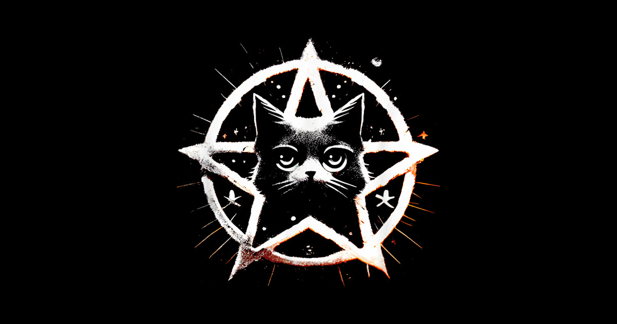 Black Cat Pentagram Pentacle Kitty Kitten - Black Cat - Sticker | TeePublic
