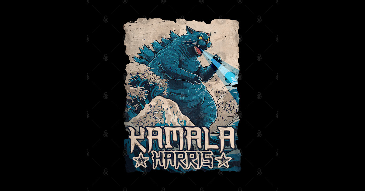 Funny The Great Wave off Kanagawa Kamala harris cat - Blue Cats Wave ...