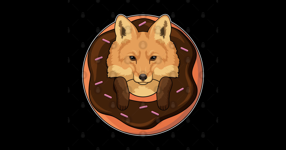 Fox with Donut - Fox - Sticker | TeePublic