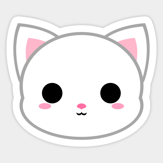 Cute White Cat - Cute Cat - Sticker | TeePublic