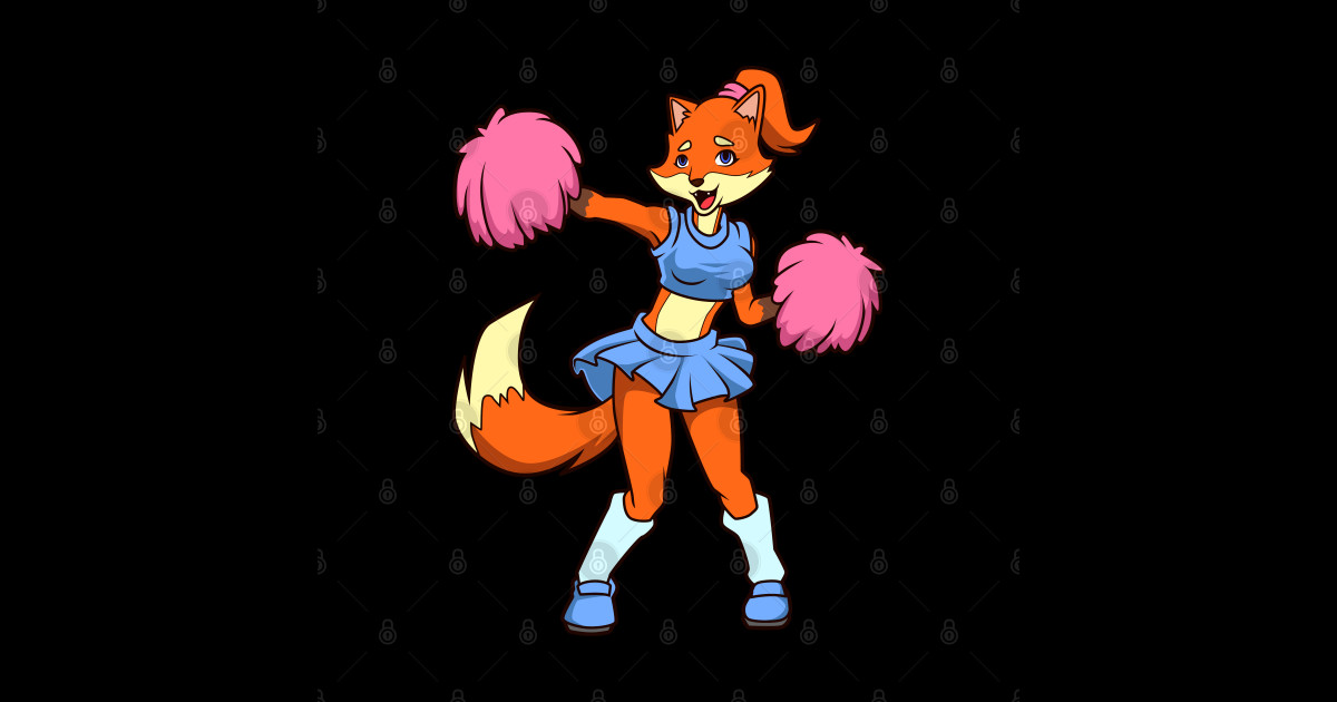 Cartoon Cheerleader Fox - Cheerleading Fox - Sticker | TeePublic