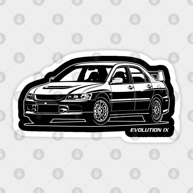 Lancer Evolution IX White Print - Lancer Evolution - Sticker | TeePublic