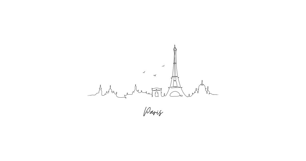 Cool line art of Paris - Line Art - T-Shirt | TeePublic
