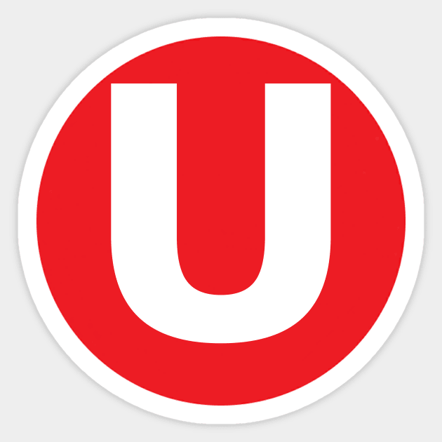 Letter U Big Red Dot Letters & Numbers - Red - Sticker | TeePublic