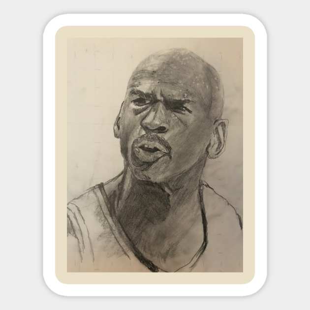 Drawing of NBA GOAT - Mj - Sticker | TeePublic
