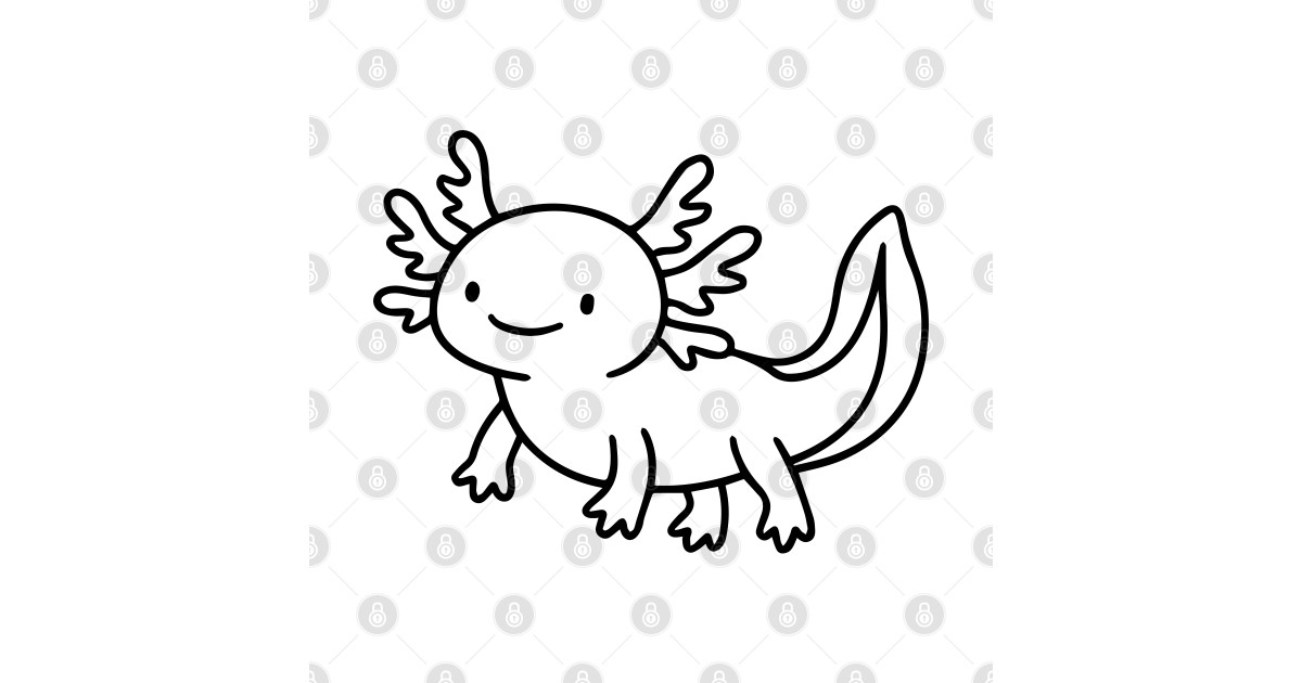 Axolotl Line Art (Black Version) - Axolotl - T-Shirt | TeePublic