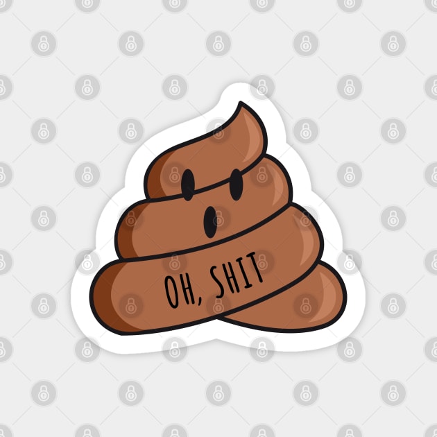 Oh shit, scared poop emoji - Oh - Sticker | TeePublic