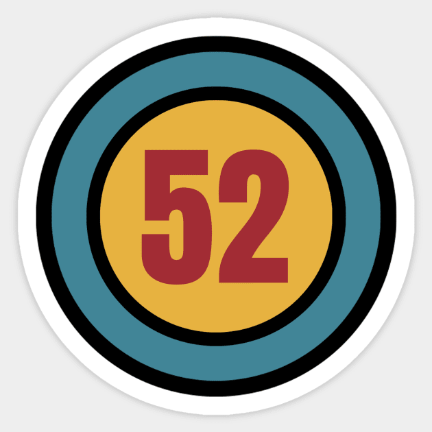 The Number 52 - fifty two - fifty second - 52nd - Fifty Two - Sticker ...