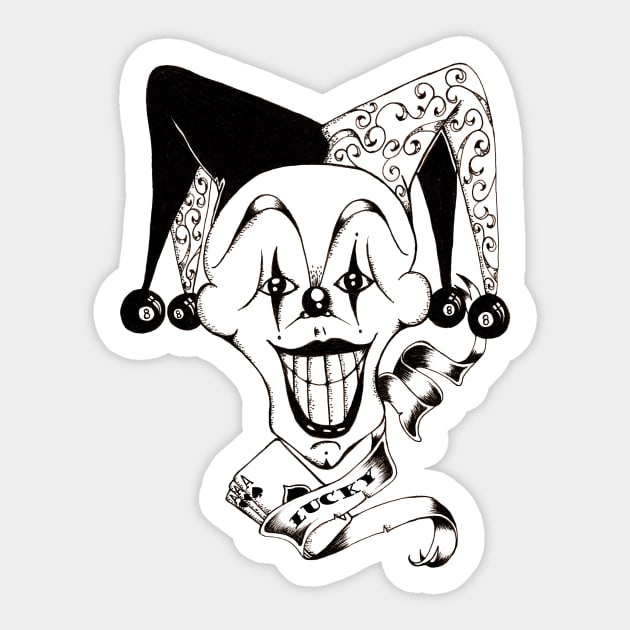 Lucky Jester Clown - Ink - Sticker | TeePublic