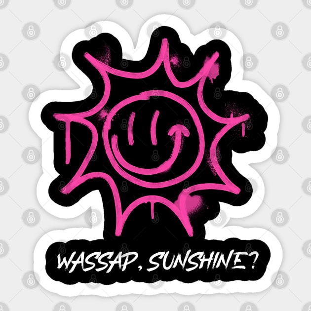 Wassap Sunshine , smiley , sun , grunge aesthetic - Wassup - Sticker ...