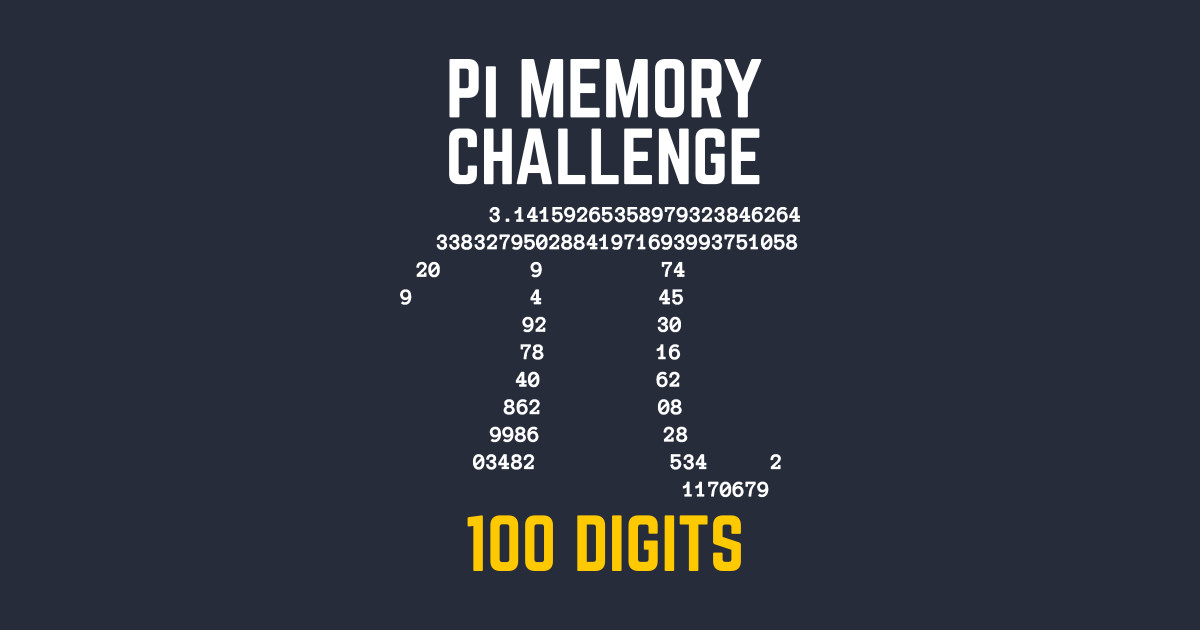 100 Digits of Pi Memory Challenge - Pi Day - Math - T-Shirt | TeePublic 100 Digits of Pi Memory Challenge - Pi Day - Math - T-Shirt | TeePublic