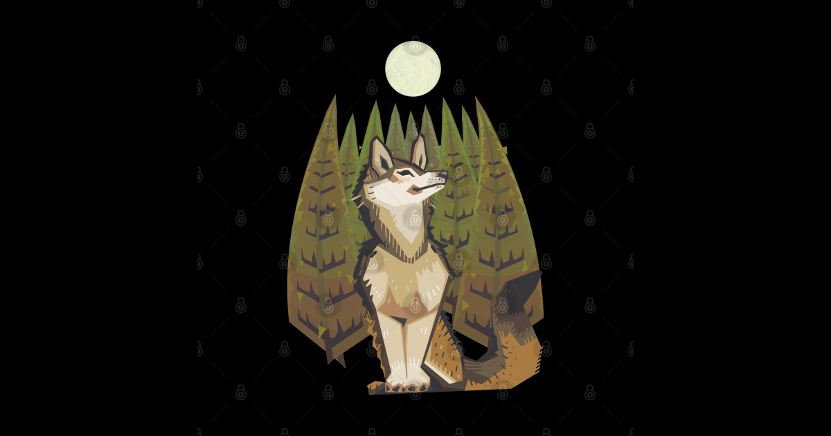 Grey Wolf Moon - Wolf - Sticker | TeePublic