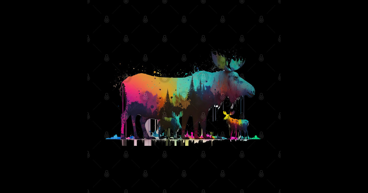 Moose Family - Moose Family - Sticker | TeePublic