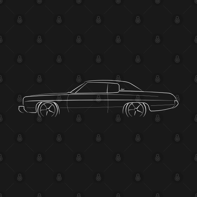 front/profile 1973 Chevy Impala - stencil, white - Impala - T-Shirt ...