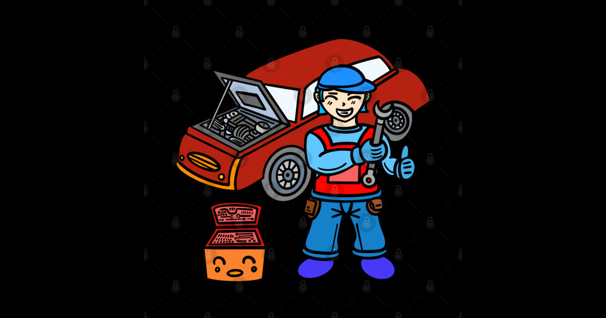 Chibi car mechanic - Car Mechanic - Sticker | TeePublic