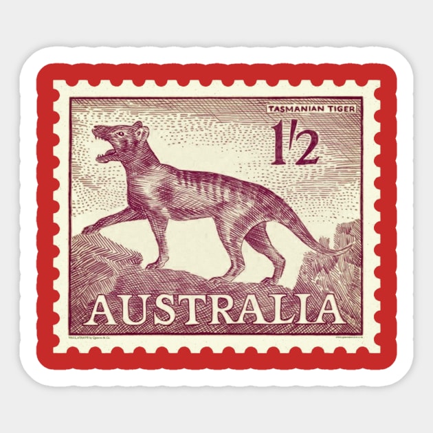 Tasmanian Tiger Postage Stamp - Postage Stamp - Sticker | TeePublic