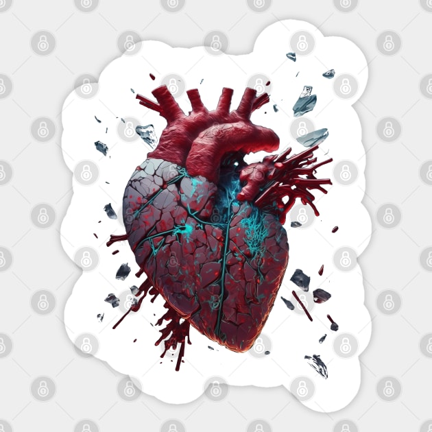 Exploding Heart Syndrome - Anatomical Heart - Sticker | TeePublic