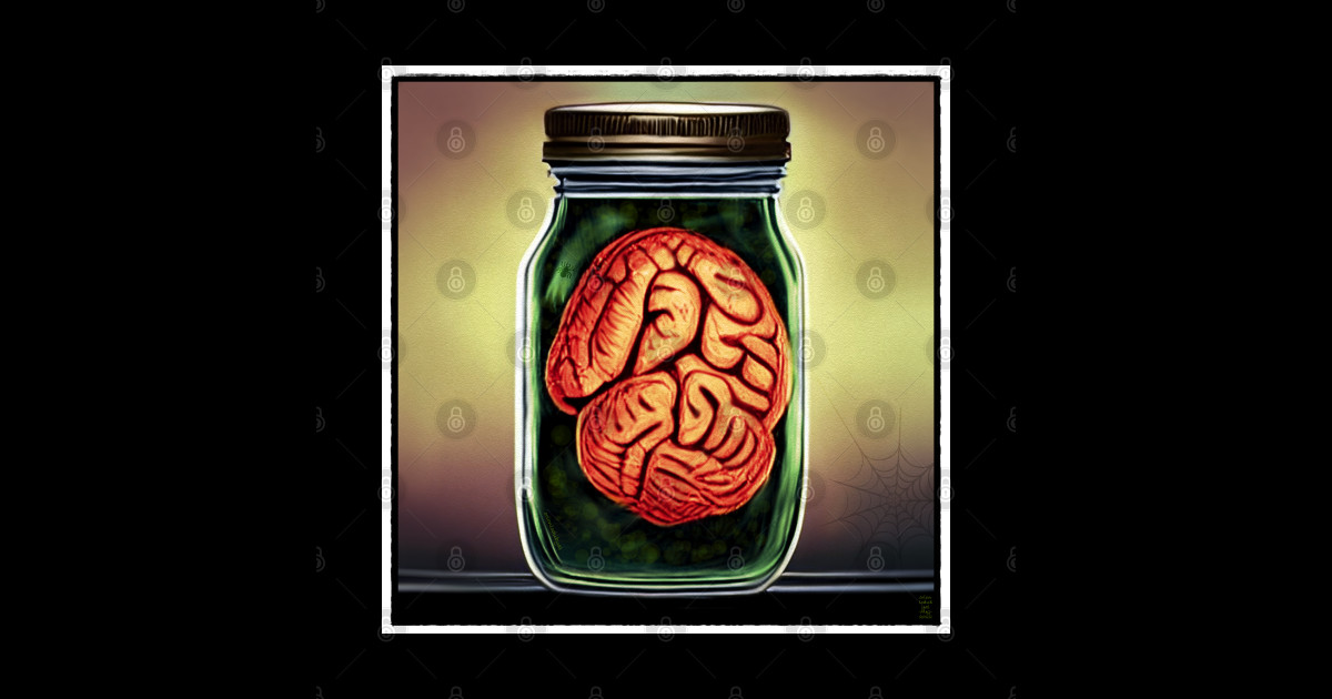 Vintage PIckled Brain in Jar for Halloween - Brain In Jar - Sticker ...