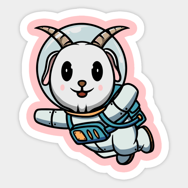 Cute Astronaut Goat - Cute Animal Design - Sticker | TeePublic