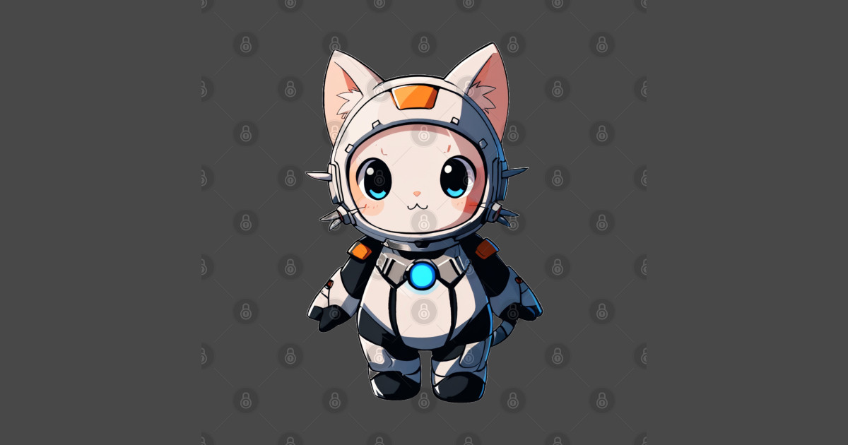 Chibi Mecha Cat Kawaii Hero - Kawaii Cat - T-Shirt | TeePublic