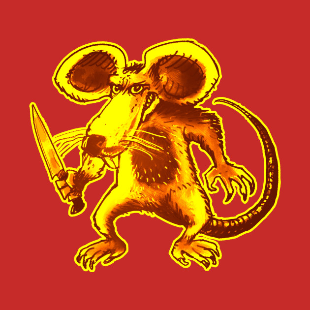 funny mouse with knife cartoon style illustration - Funny Mouse - T ...