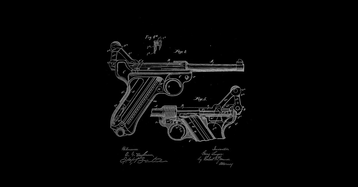 recoil loading small arms Vintage Patent Drawing - Gun - Posters and ...