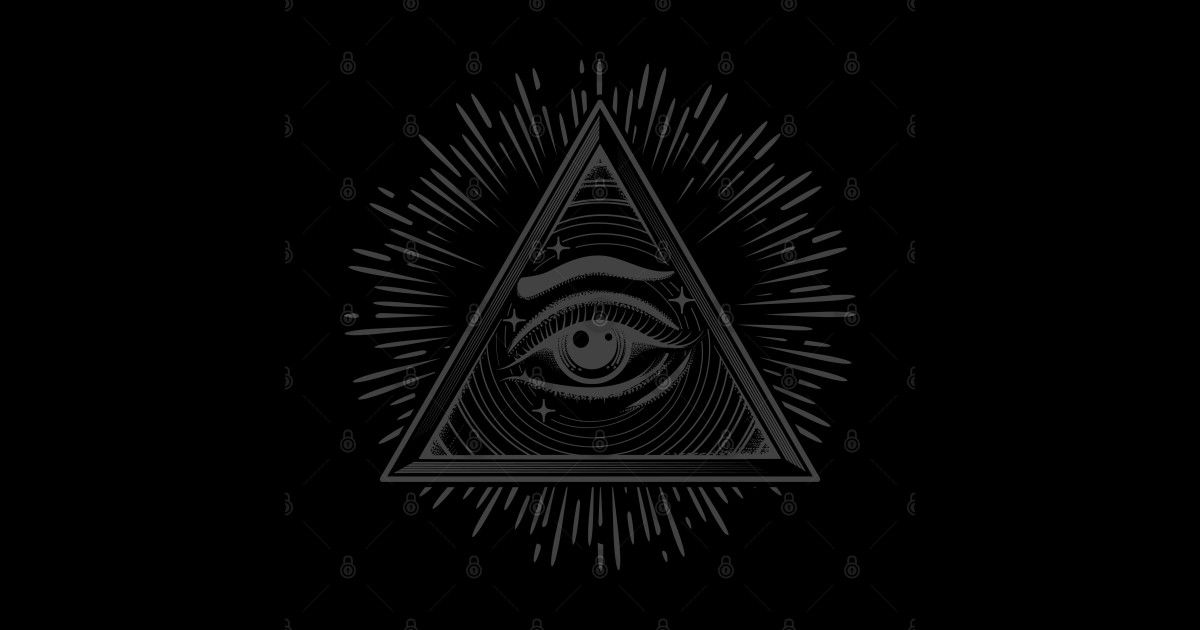 All seeing Eye in Triangle. Freemasonry occult Symbol in engraving ...