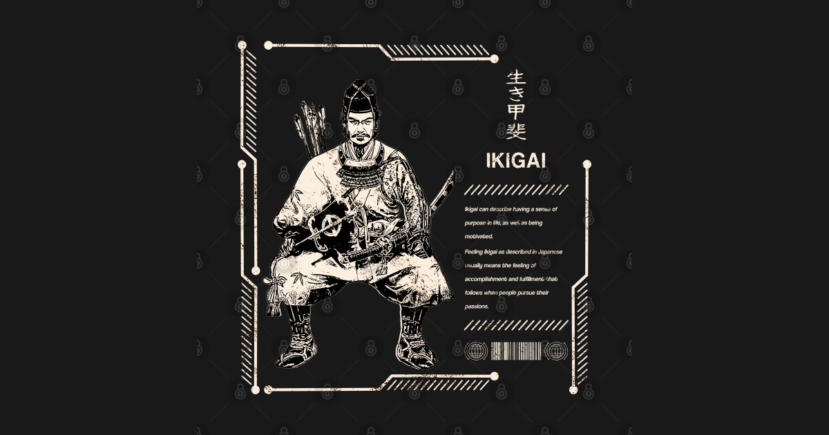 Ikigai Samurai Japanese Saying Calligraphy Inspirational Kanji ...