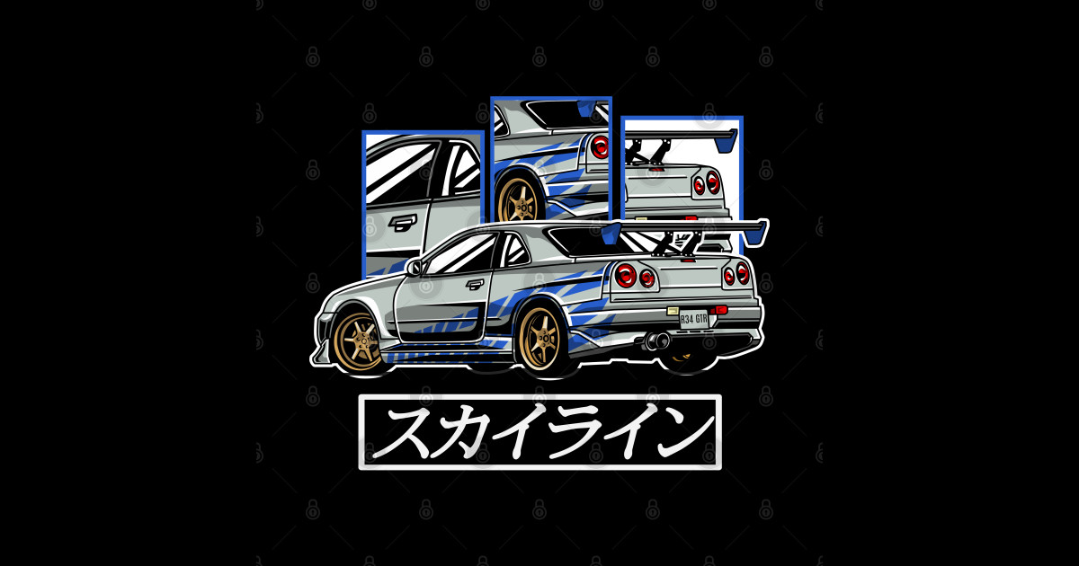 NISSAN GTR R34 - Nissan Gtr - Sticker | TeePublic