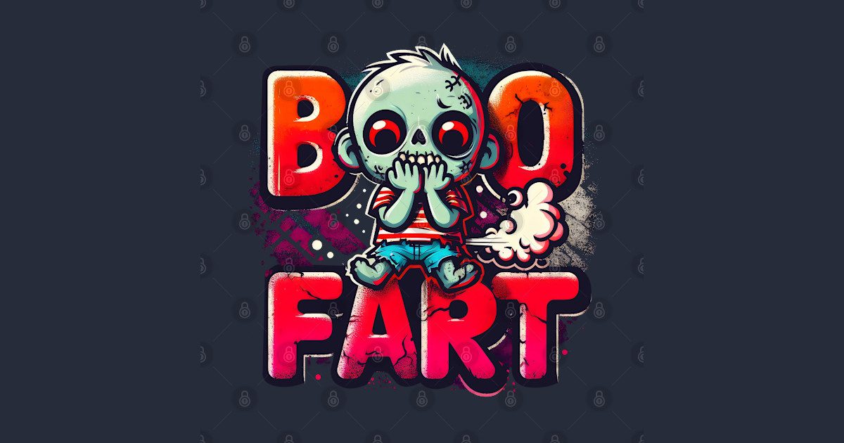 Boo Fart Funny Cute Stinky Farting Zombie Halloween Graffiti - Funny ...