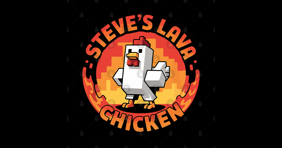 ( Pocket design ) Lava Chicken Miners Meme Steve Pixel Gaming Boys Kids ...