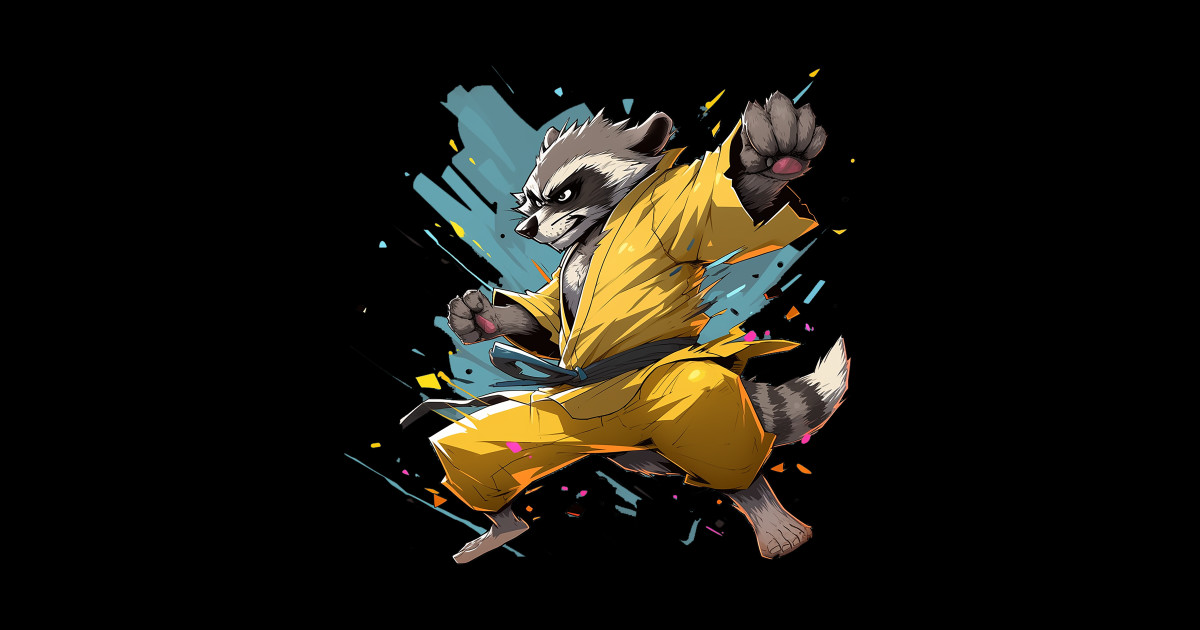karate raccoon - Karate - Sticker | TeePublic