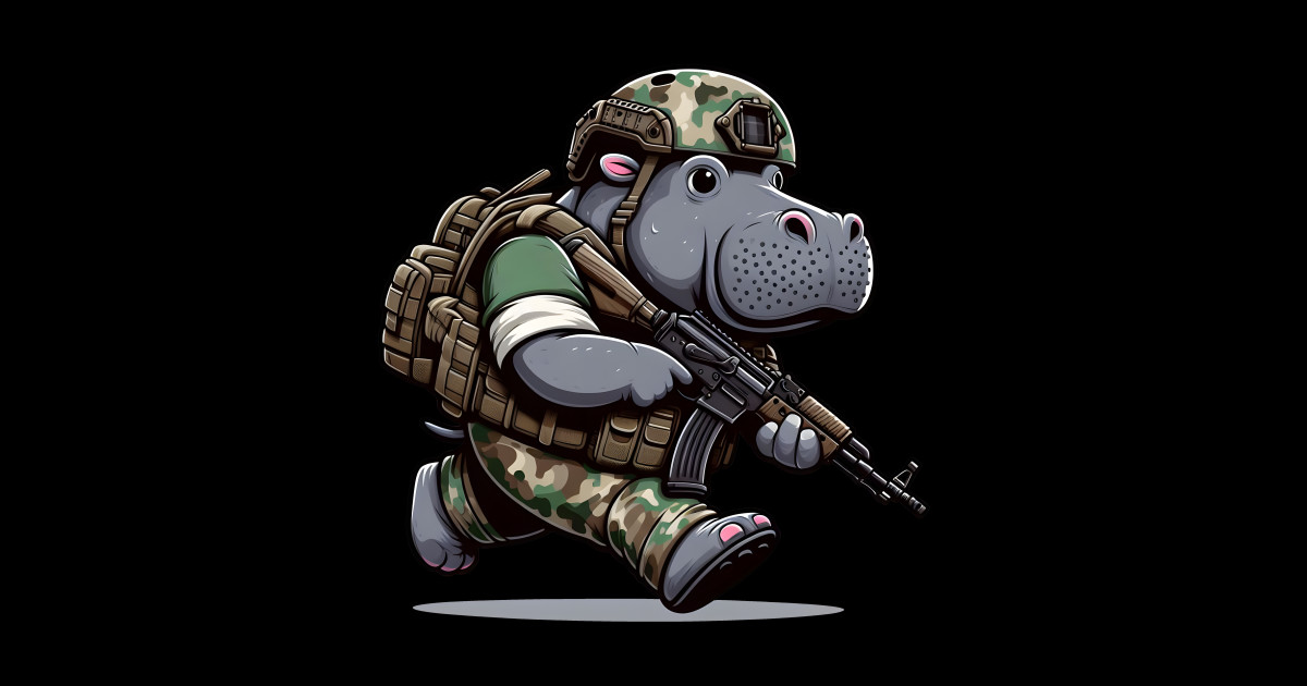Tactical Hippo - Hippopotamus - Sticker | TeePublic