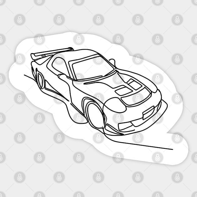 Mazda RX7 Line Drawing - Mazda Rx7 - Sticker | TeePublic