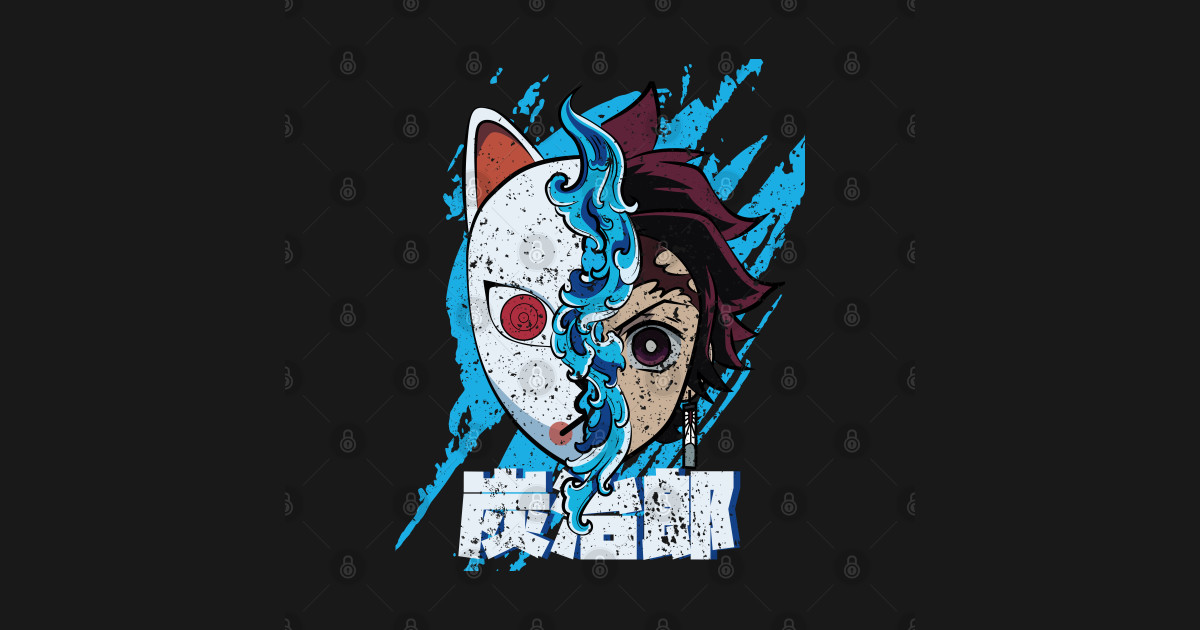 DEMON SLAYER 2: TANJIRO HALF FACE HALF MASK (GRUNGE STYLE) - Demon ...