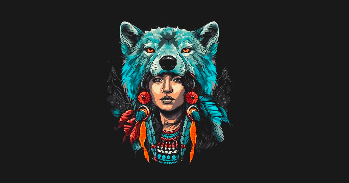 Cute Wolf Woman Wolf Head Native American Warrior Tradition - Native ...