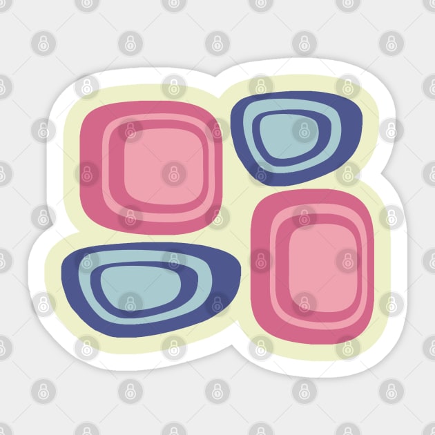 Retro Odd Squares shapes in Blue and Pink - Retro Vintage - Sticker ...