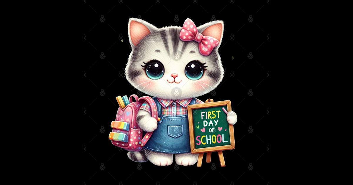 Cute Cat's School Journey: First Day Excitement - Cute Cat First Day Of ...