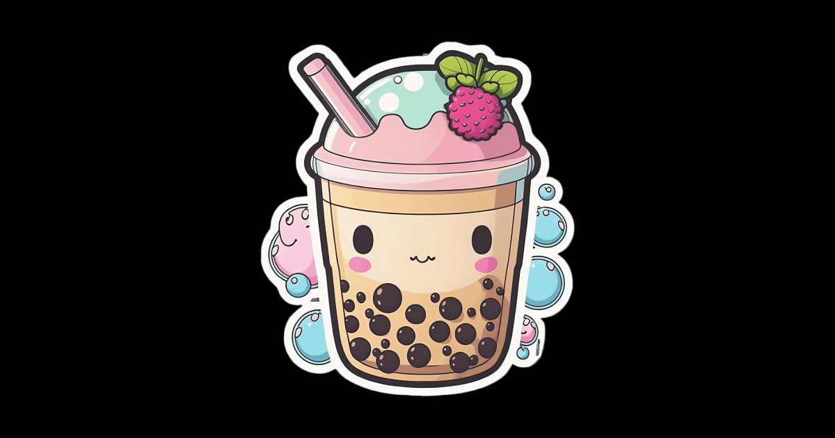 Cute Bubble Tea Cartoon Anime Boba Drawing - Bubble Tea - Sticker ...